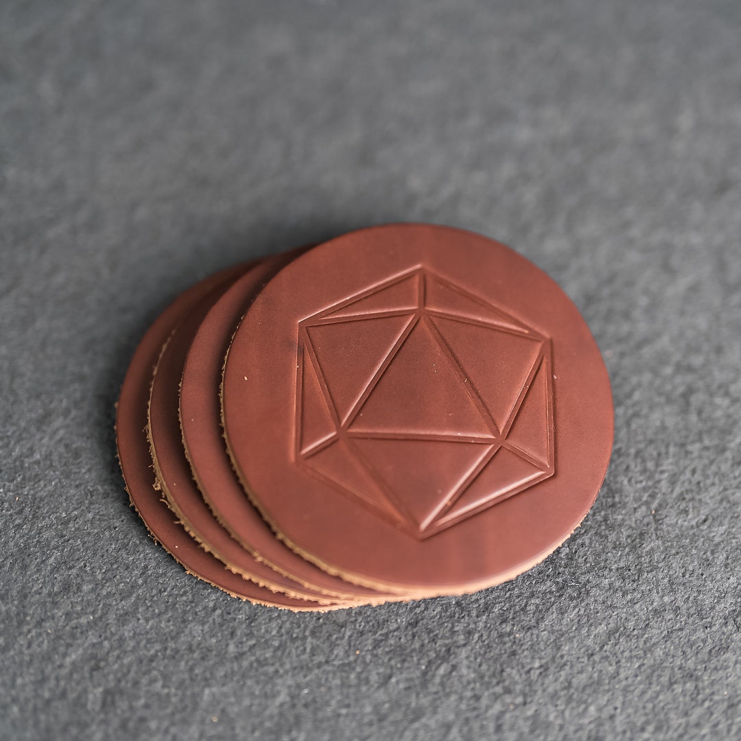 D20 Leather Coasters Set of 4 Dungeons and Dragons Gift 100% Full Grain ...