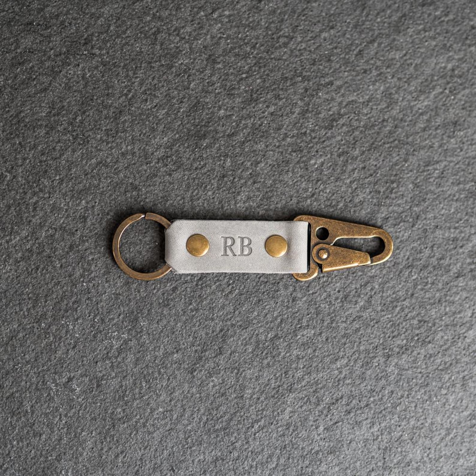 Personalized Leather Keychain | Push Clip Keyring | Key Fob Customized ...