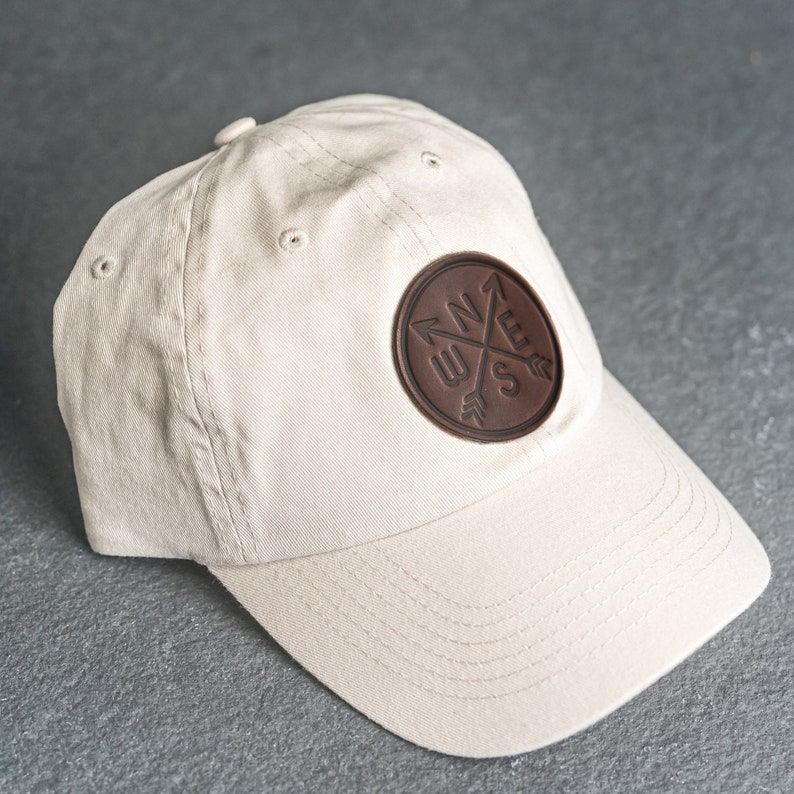Compass Rose Unstructured Hat | Leather Patch Unstructured Style Hats ...
