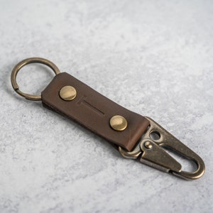 Personalized Leather Keychain Push Clip Keyring Key Fob Customized With ...