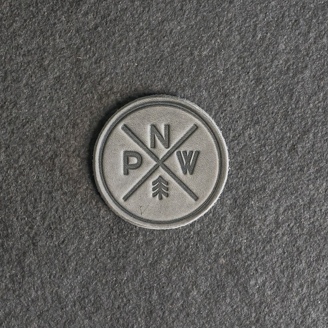 PNW Leather Patch |optional Hook and Loop Fastener|2.25" X 2.25" Circle ...