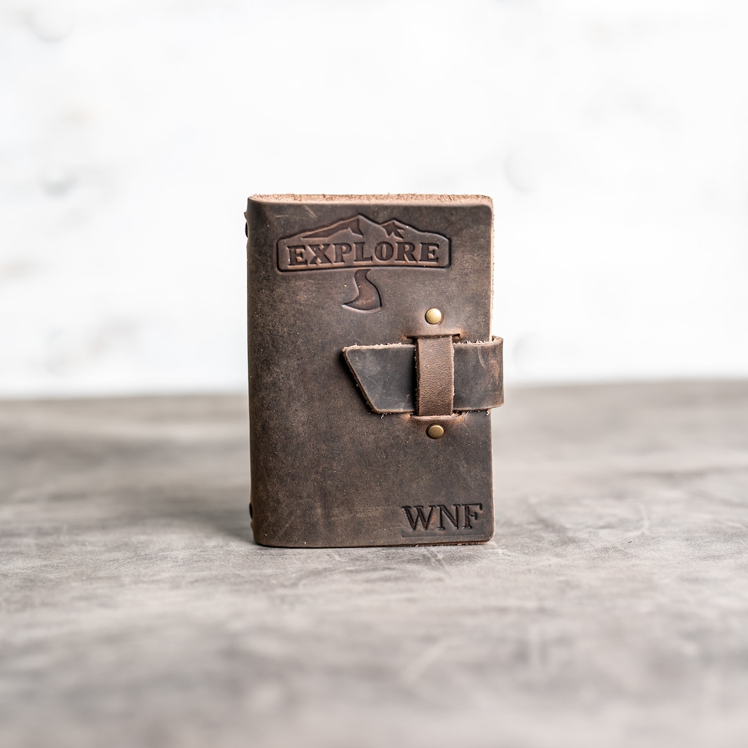 REFILLABLE Personalized Leather Pocket Adventure Journal With Buckle ...
