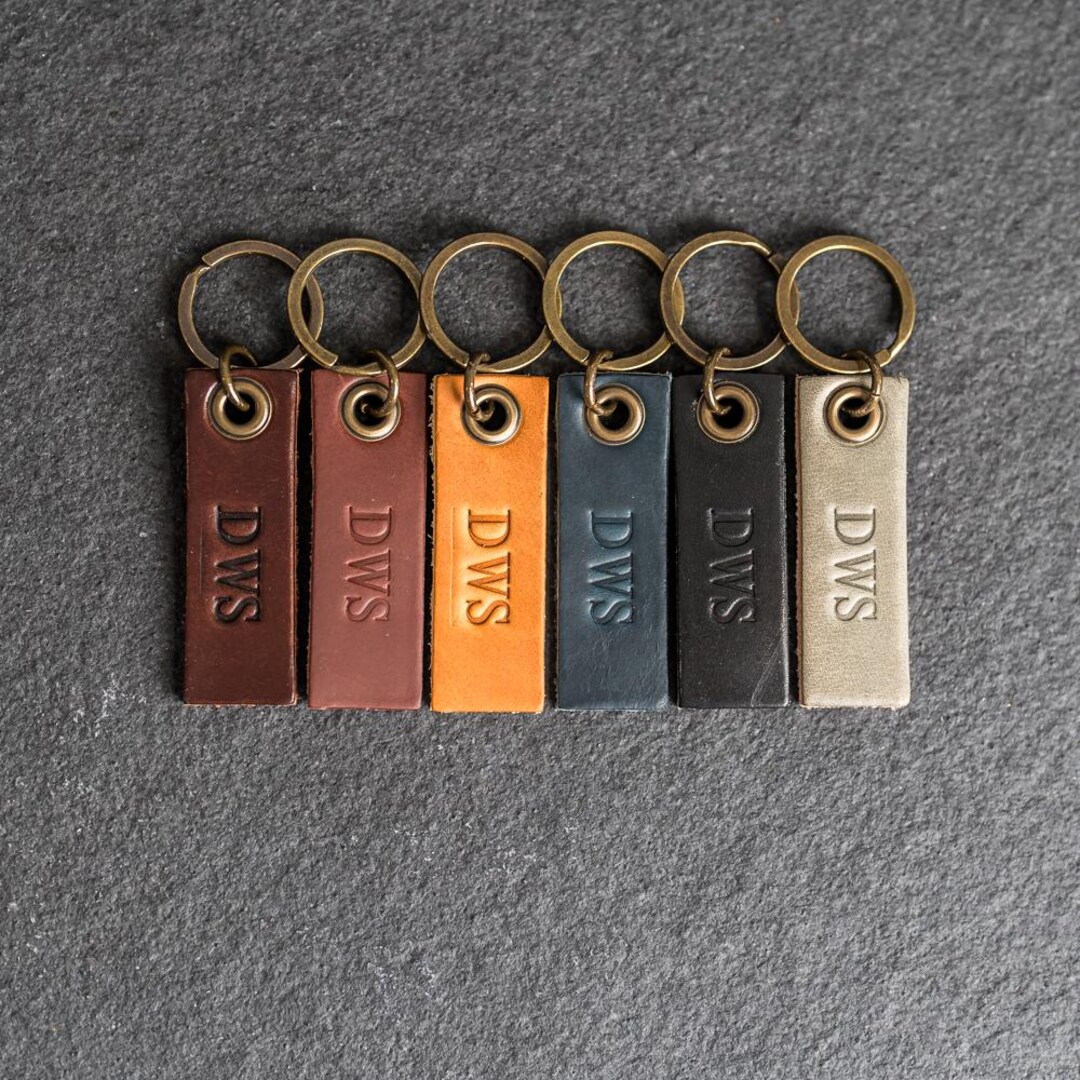 Personalized Premium Leather Keychain With Antique Brass Keyring ...