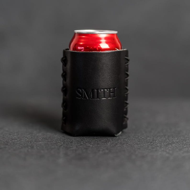 Personalized Leather Drink Holder | Can Sleeve | Fits Standard Size ...
