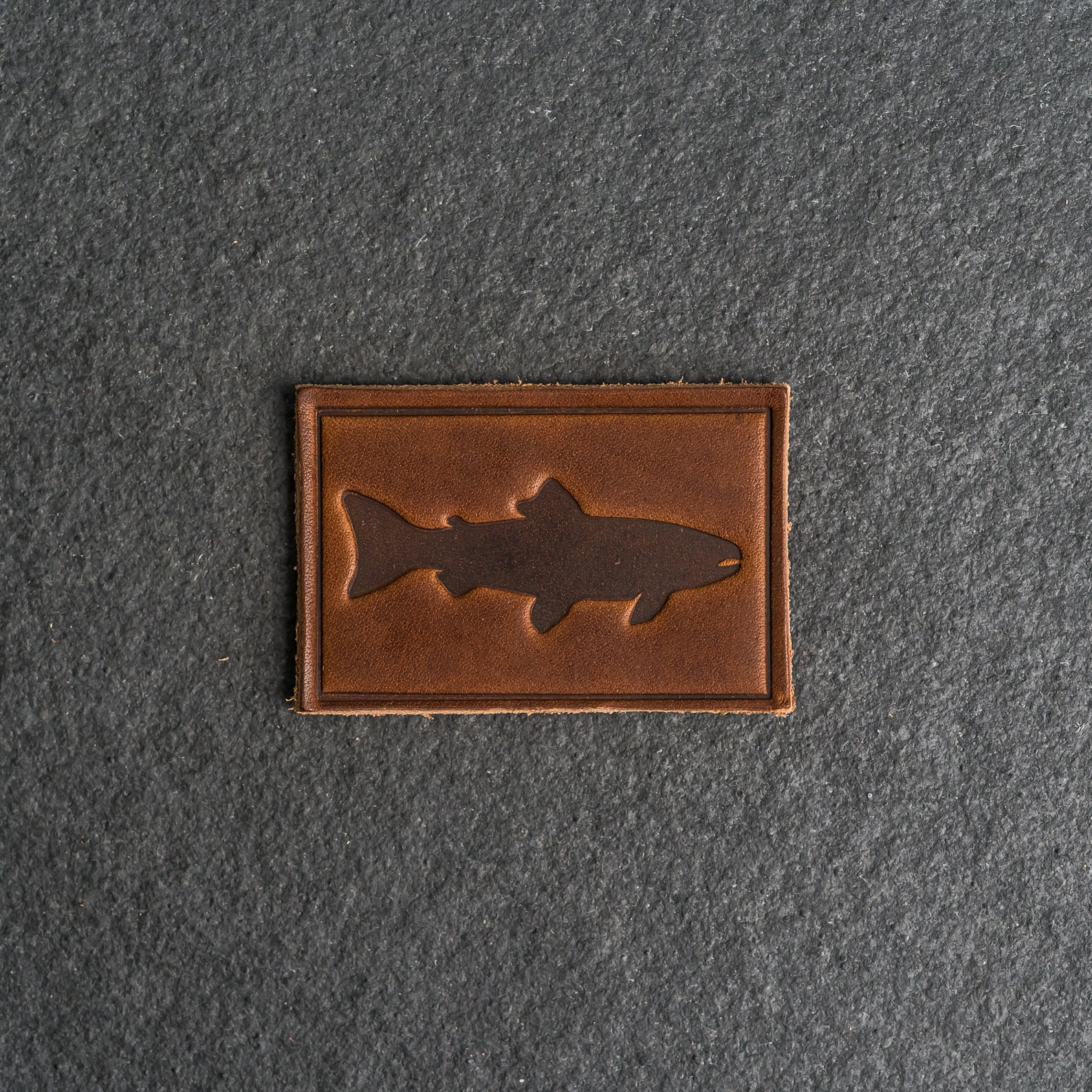 Fish Stamp Leather Patch | Optional Hook and Loop Fastener|3" X 2 ...