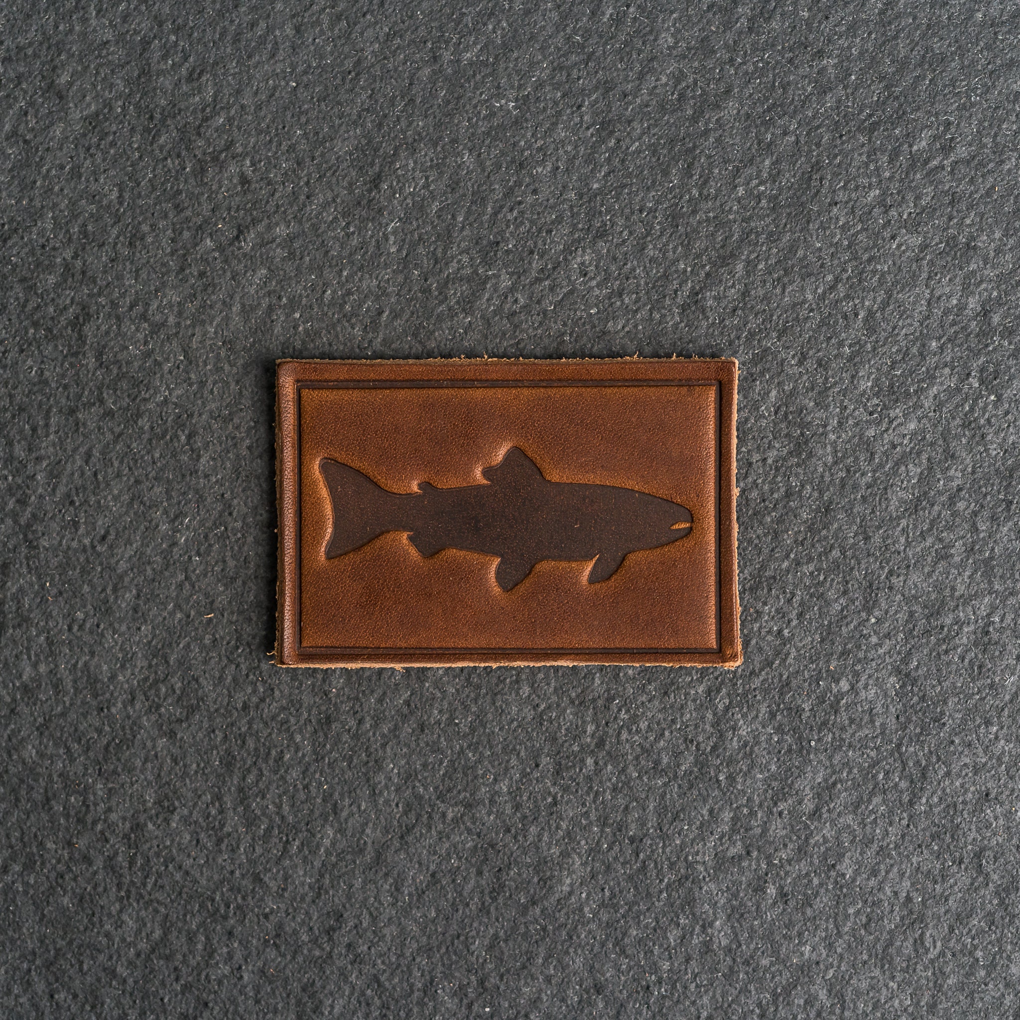 Fish Stamp Leather Patch | Optional Hook and Loop Fastener|3