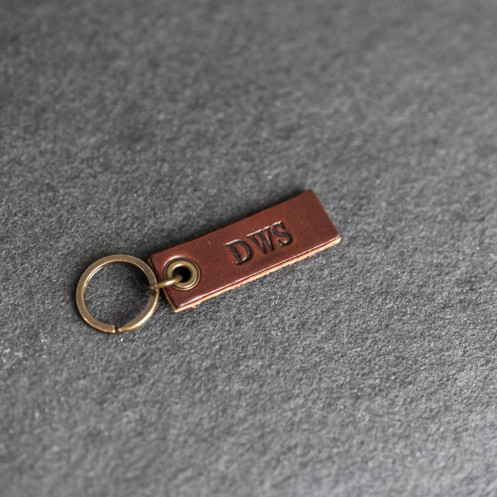 Personalized Premium Leather Keychain With Antique Brass Keyring ...
