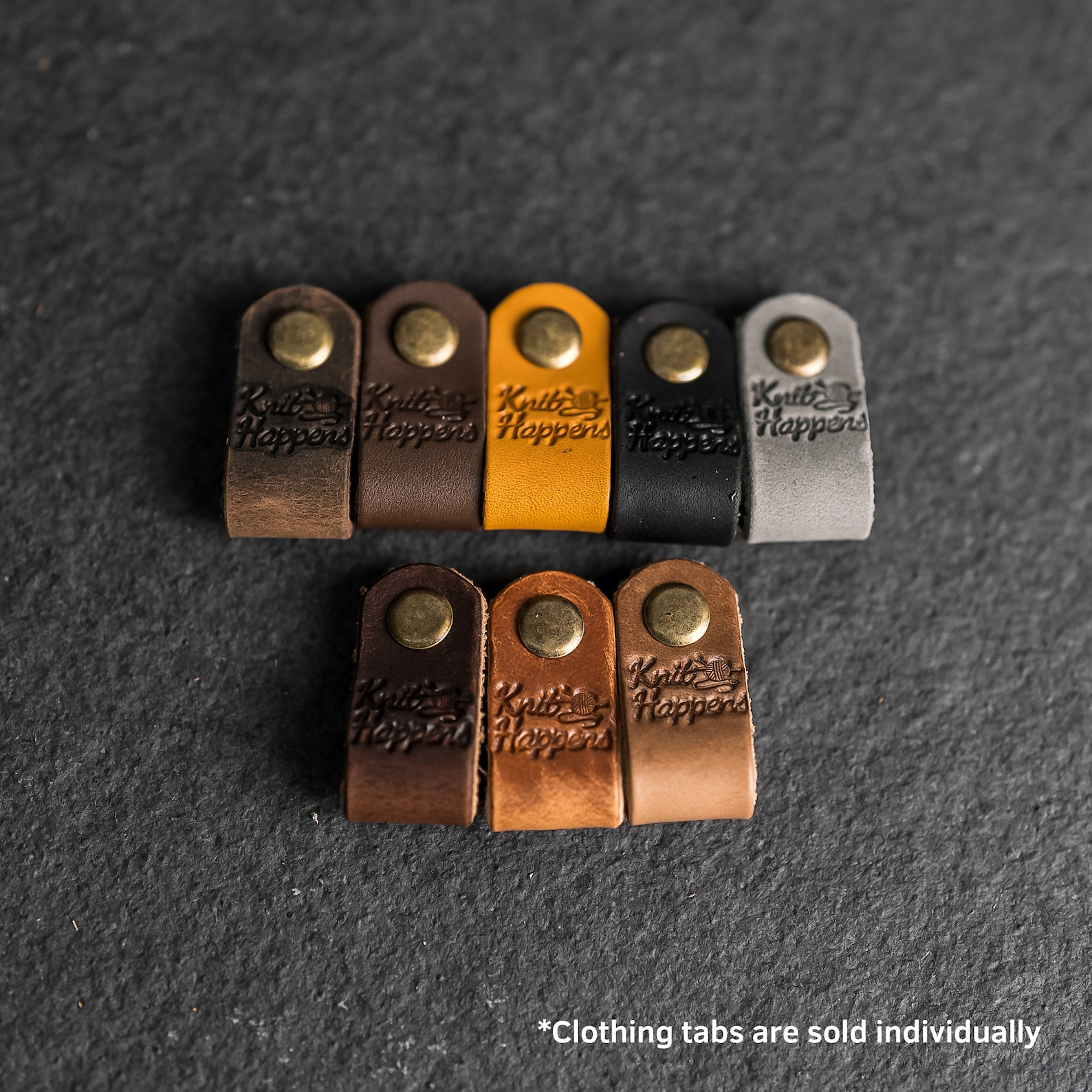 Knit Happens Leather Clothing Tabs With Chicago Screw | Knitting Gift ...