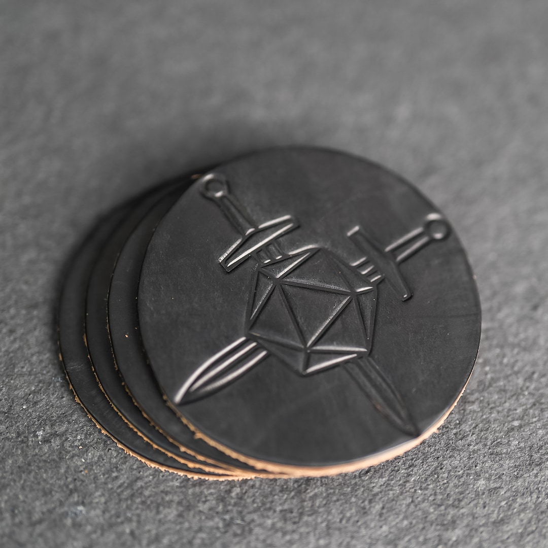 Dnd Leather Coasters | D20 Swords Stamp | Sold Individually or Set of 4 ...