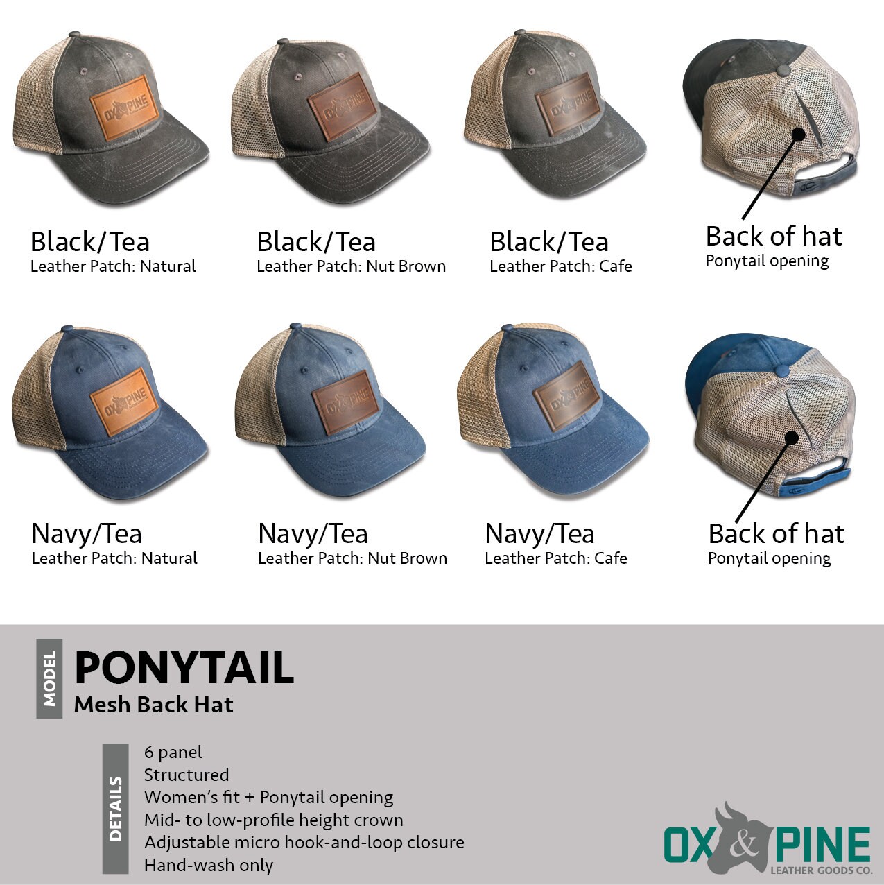 Washington Ponytail Hat | Leather Patch Ponytail Style Hats | State of ...