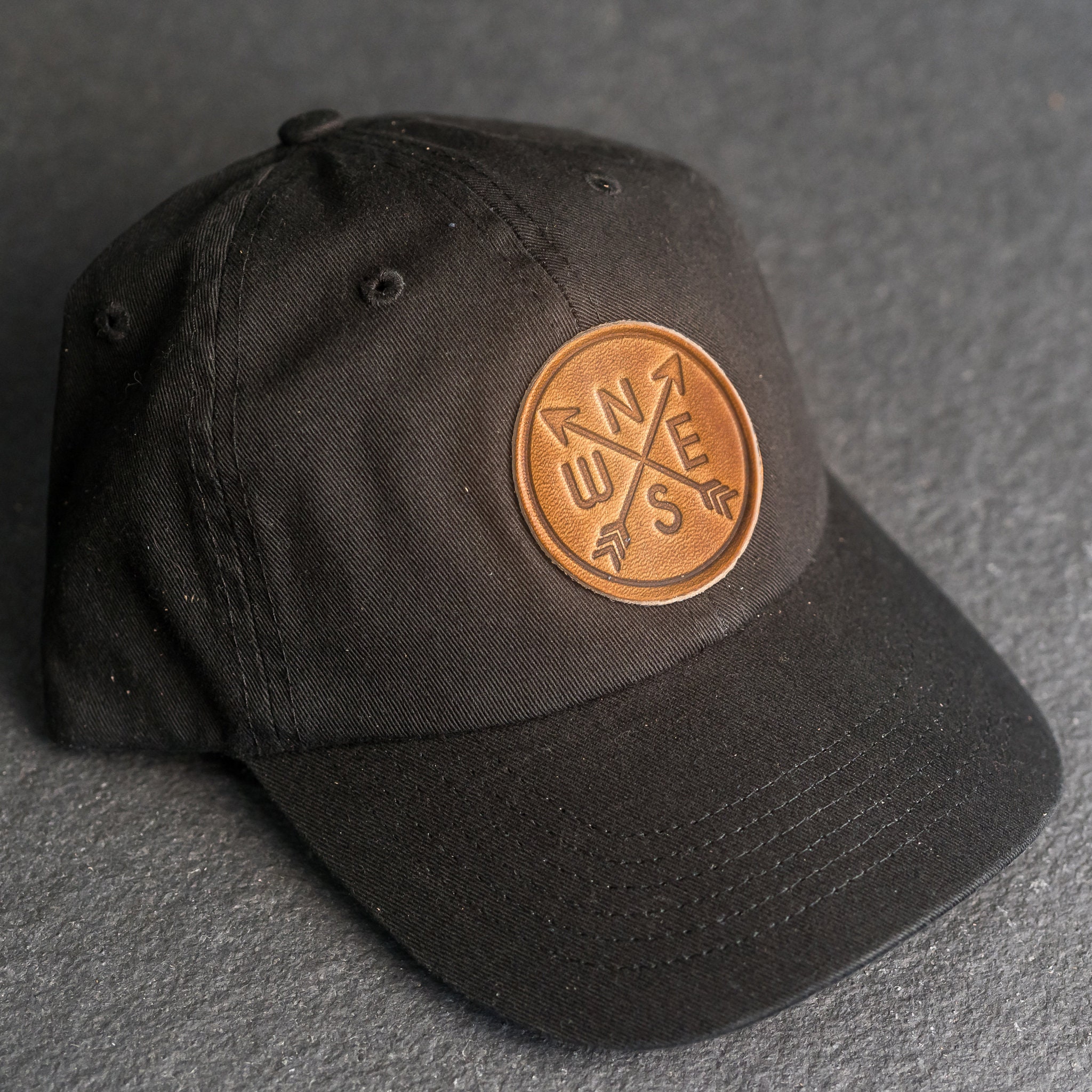 Compass Rose Unstructured Hat | Leather Patch Unstructured Style Hats ...