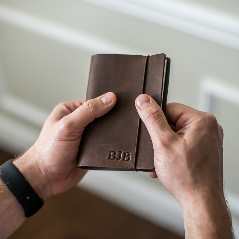 Personalized Leather Pocket Journal with Professional Elastic | Etsy