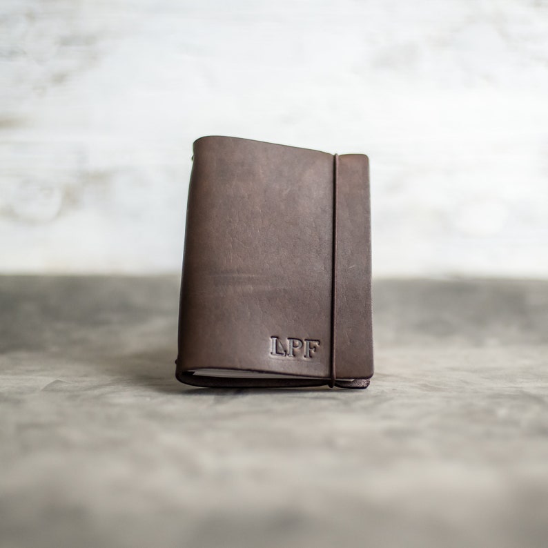 REFILLABLE Personalized Leather Pocket Journal With Elastic - Etsy