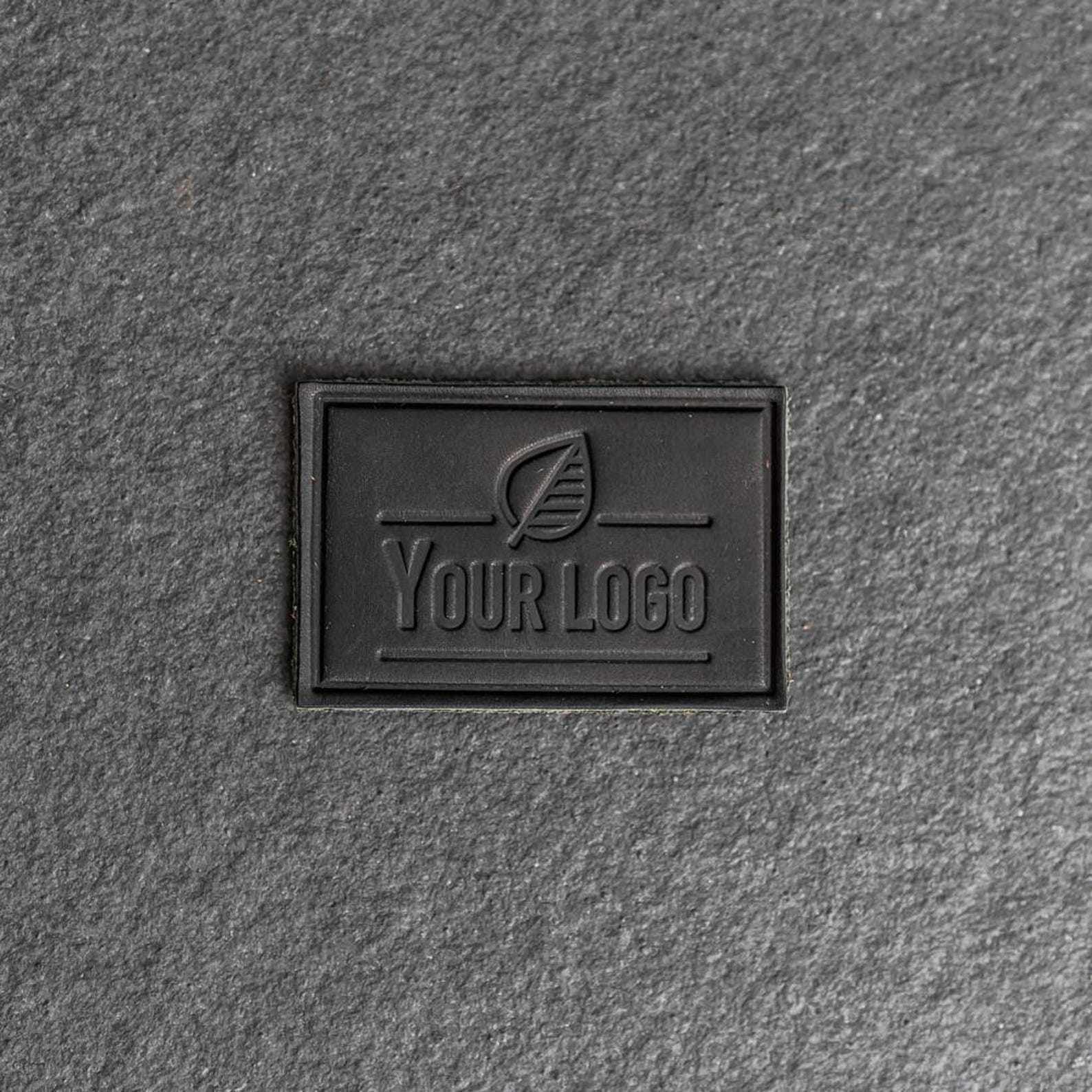 Your Logo Rectangle Leather Patch | Optional Hook and Loop Fastener | 3 ...