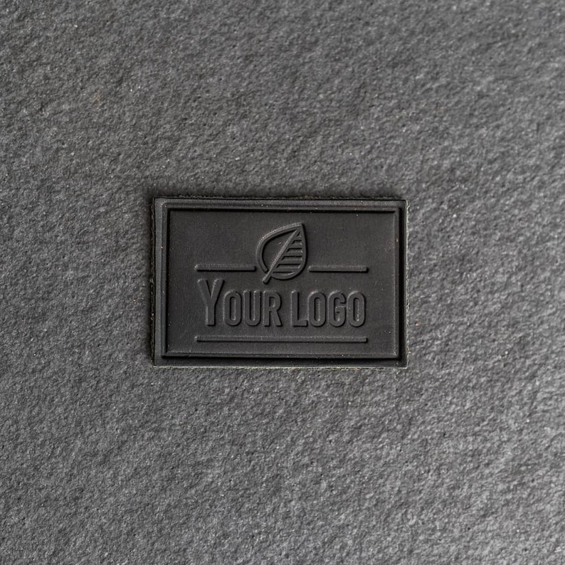 Your Logo Rectangle Leather Patch | Optional Hook and Loop Fastener | 3 ...