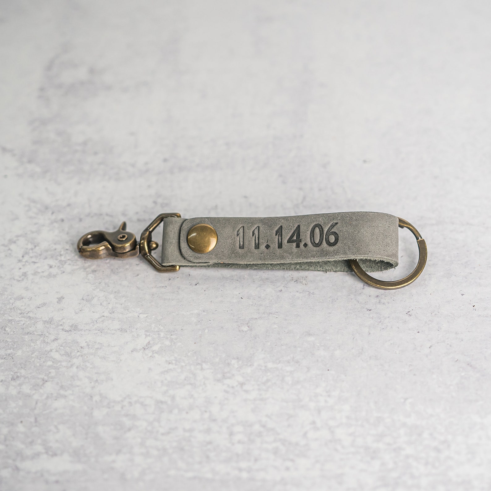 Personalized Leather Keychain Snap Closer With Keyring and - Etsy