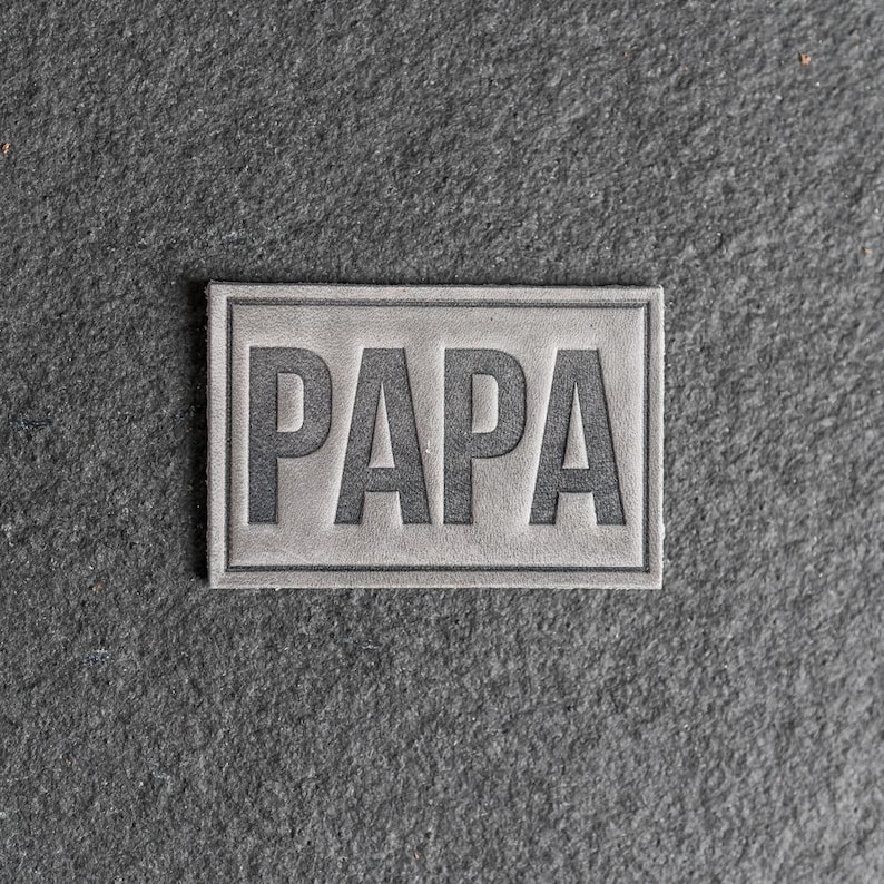 PAPA Leather Patch | Optional Hook and Loop Fastener | 3" X 2 ...