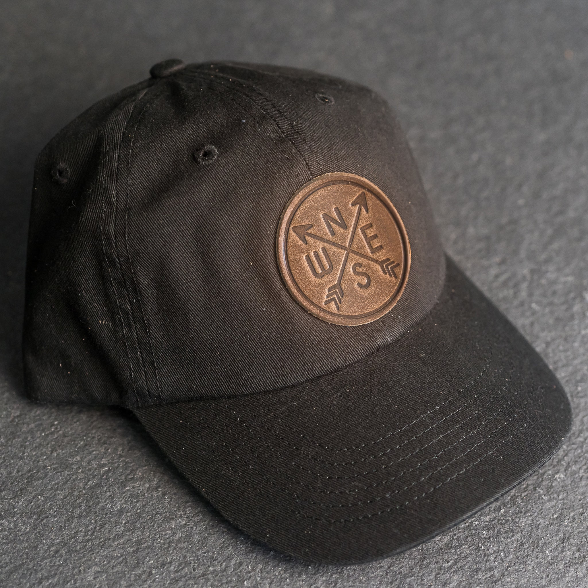 Compass Rose Unstructured Hat | Leather Patch Unstructured Style Hats ...