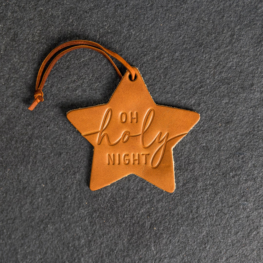 O Holy Night Star Shape Leather Christmas Ornament | Stocking Tags ...