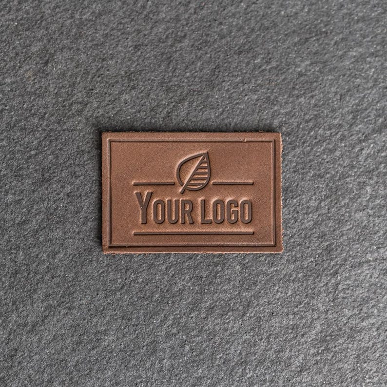 Your Logo Rectangle Leather Patch | Optional Hook and Loop Fastener | 3 ...