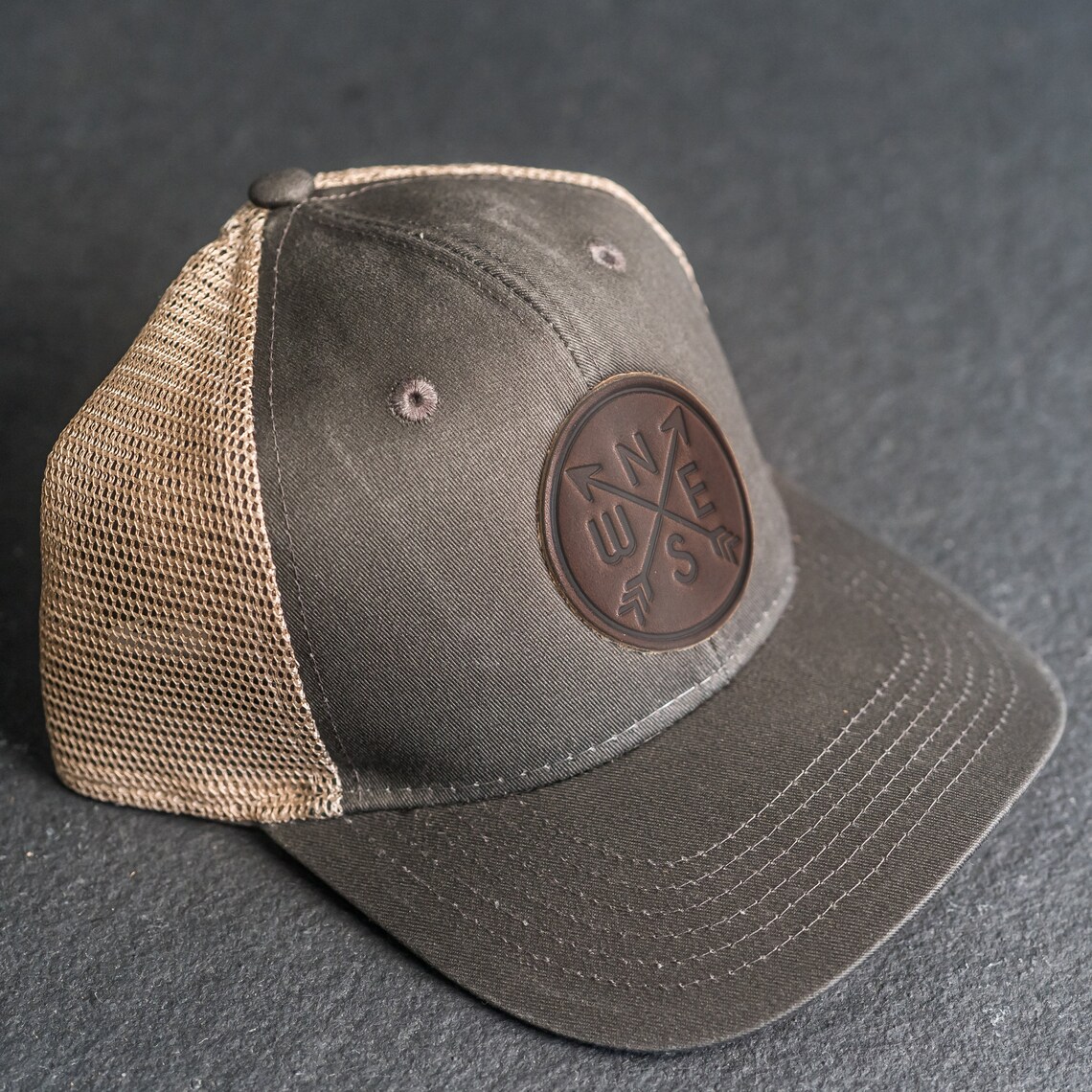 Compass Rose Ponytail Hat | Leather Patch Ponytail Style Hats ...