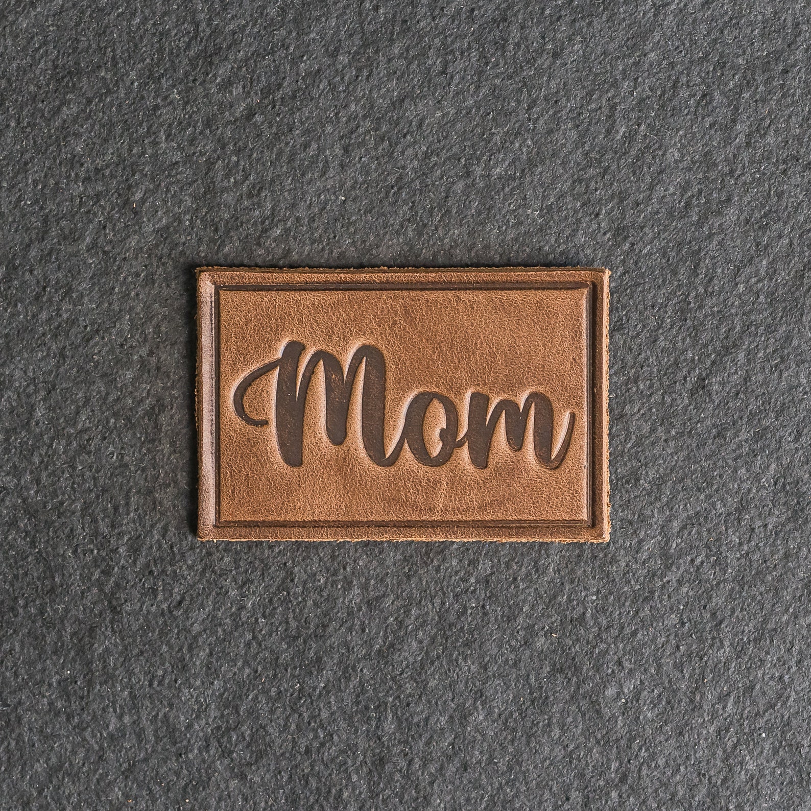 Mom Leather Patch | Optional Hook and Loop Fastener | 3" X 2" Rectangle ...