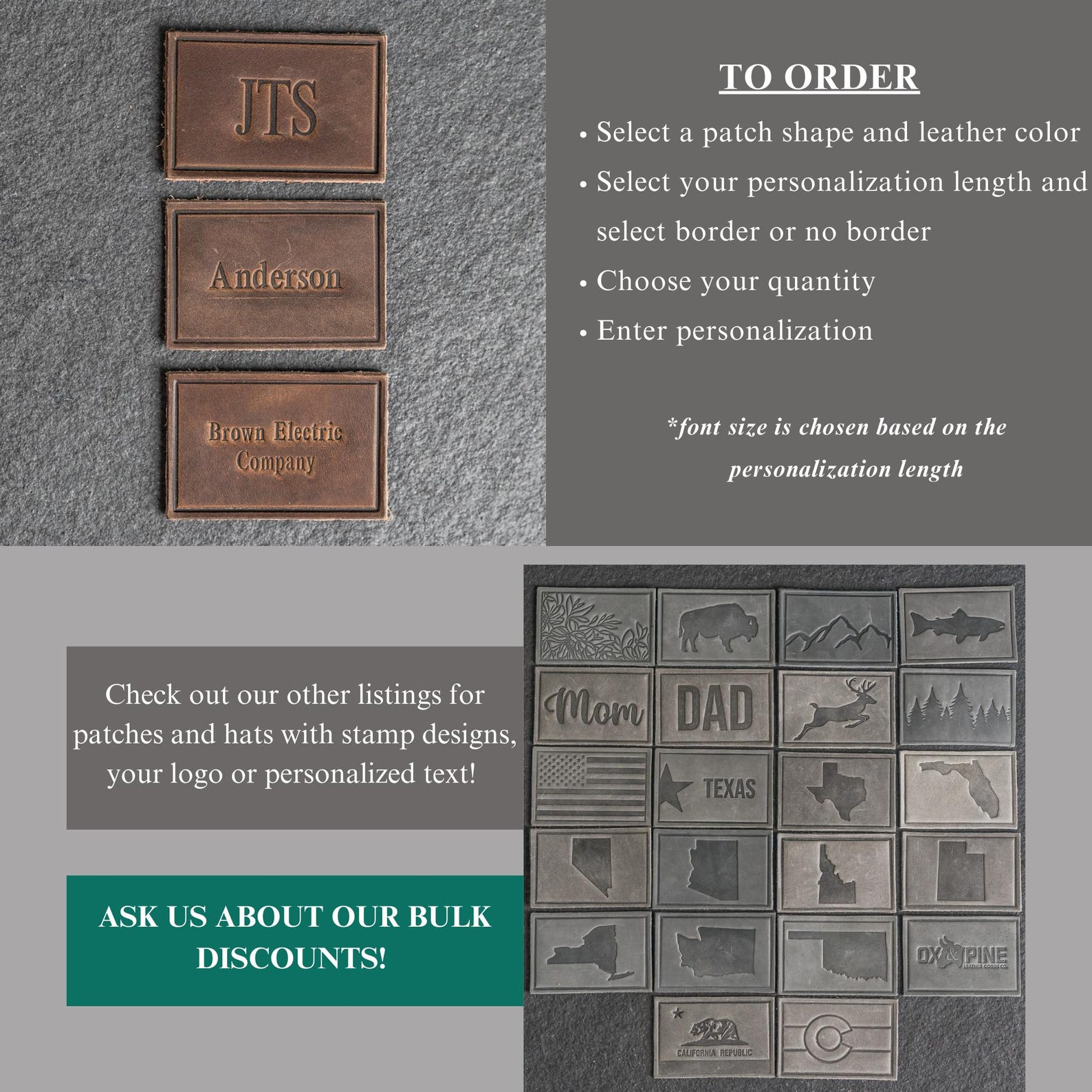Personalized Leather Patch | Custom With Logo, Text, or Initials ...