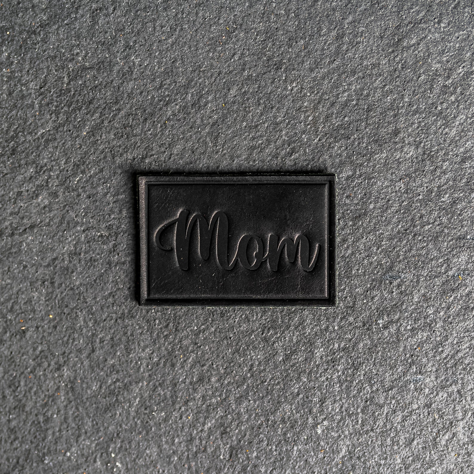 Mom Leather Patch | Optional Hook and Loop Fastener | 3" X 2" Rectangle ...