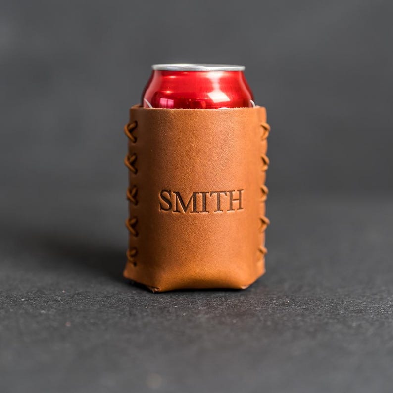 Personalized Leather Drink Holder | Can Sleeve | Fits Standard Size ...