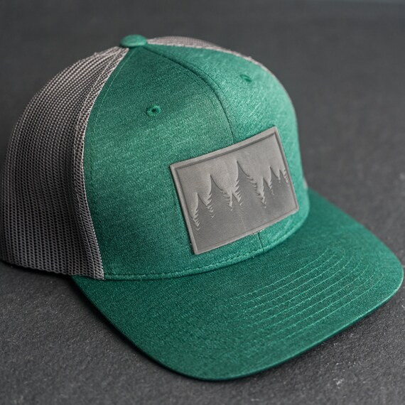 Pine Tree Performance Trucker Hat Leather Patch Performance - Etsy