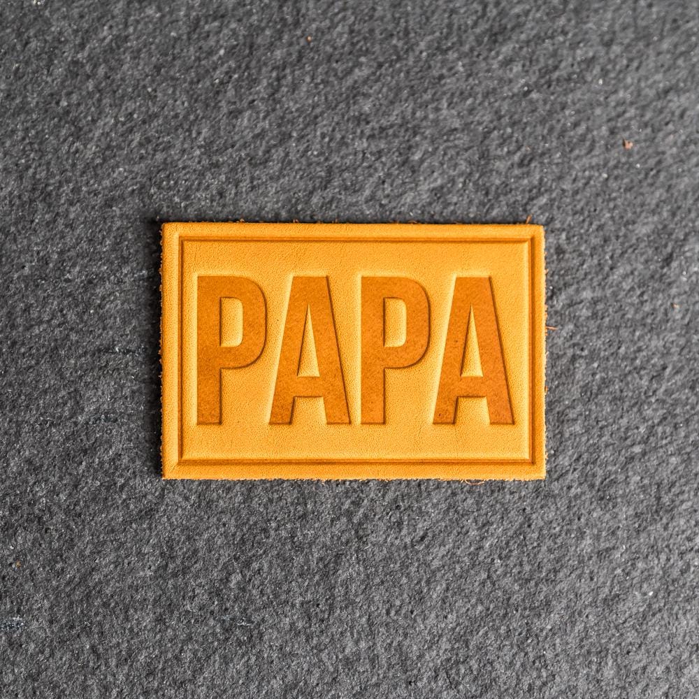 PAPA Leather Patch | Optional Hook and Loop Fastener | 3" X 2 ...