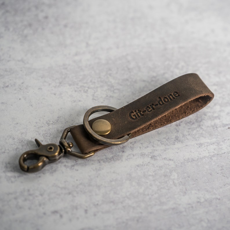 Personalized Leather Keychain Snap Closer With Keyring and - Etsy
