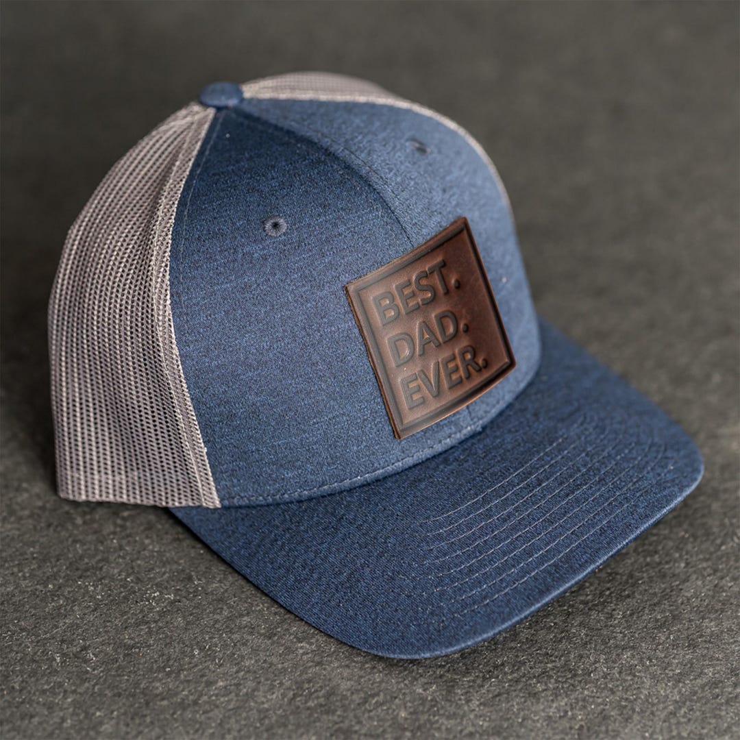 Best Dad Ever Stamp Performance Hat | Leather Patch Performance Style ...