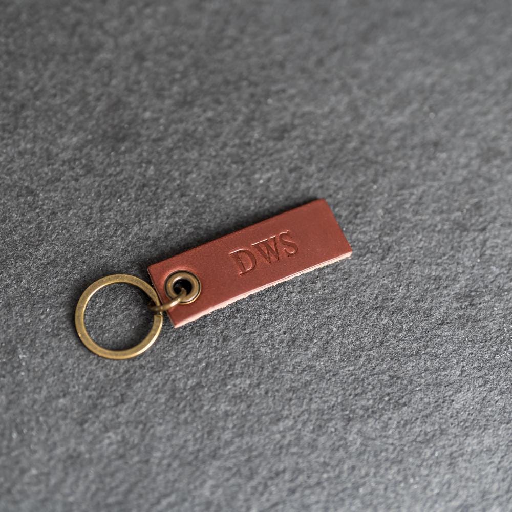 Personalized Premium Leather Keychain With Antique Brass Keyring ...