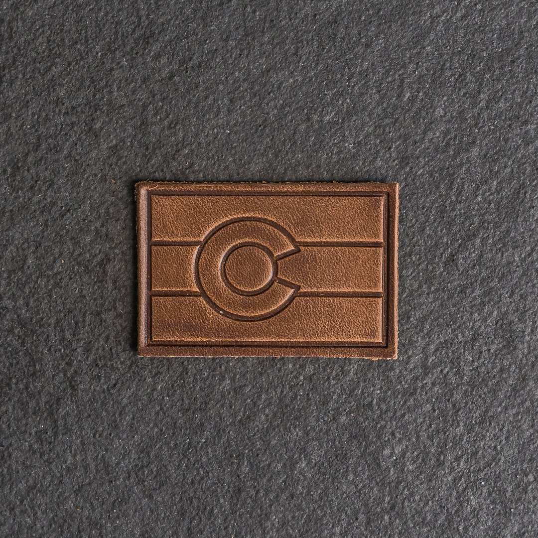 Colorado Flag Leather Patch Velcro Option 3 X 2 Rectangle Colorado ...