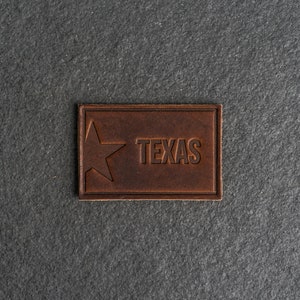 Texas Leather Patch |optional Hook and Loop Fastener|3" X 2" Rectangle ...