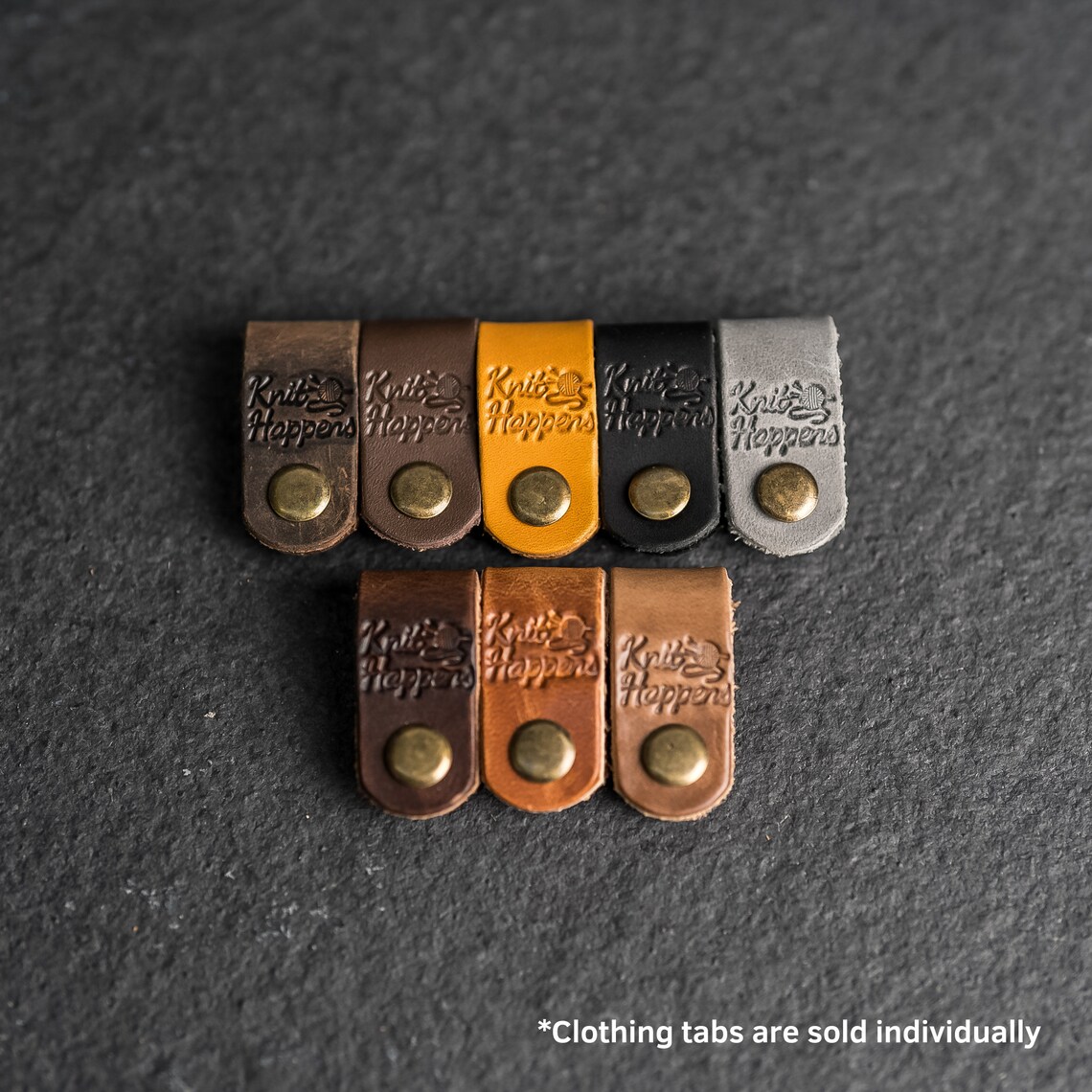 Knit Happens Leather Clothing Tabs With Chicago Screw | Knitting Gift ...