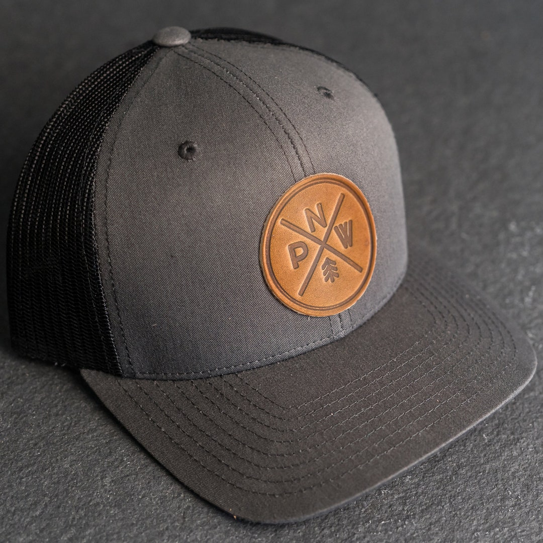 PNW Hat | Leather Patch Trucker Style Hat | Pacific Northwest Apparel ...