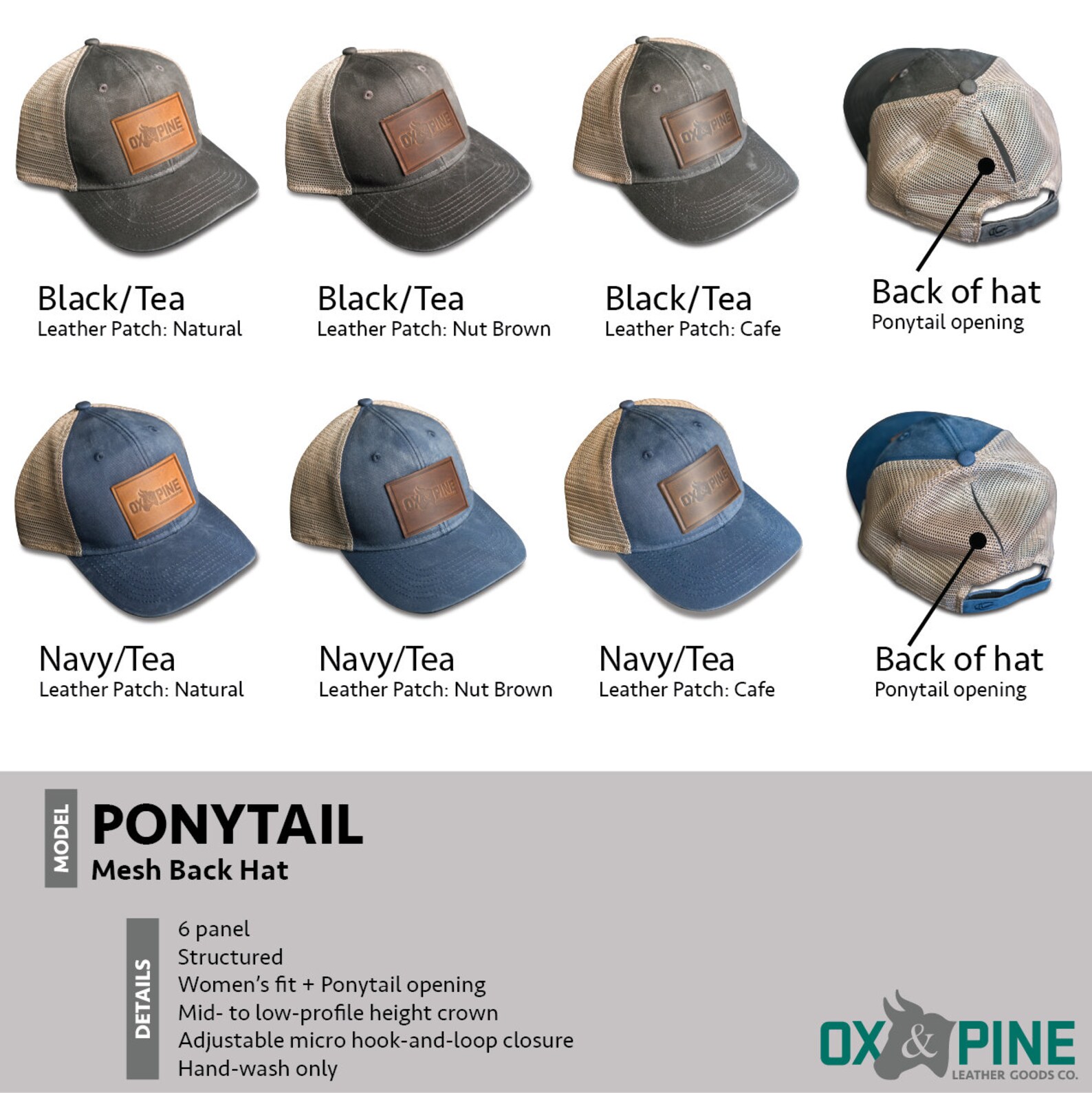Compass Rose Ponytail Hat | Leather Patch Ponytail Style Hats ...