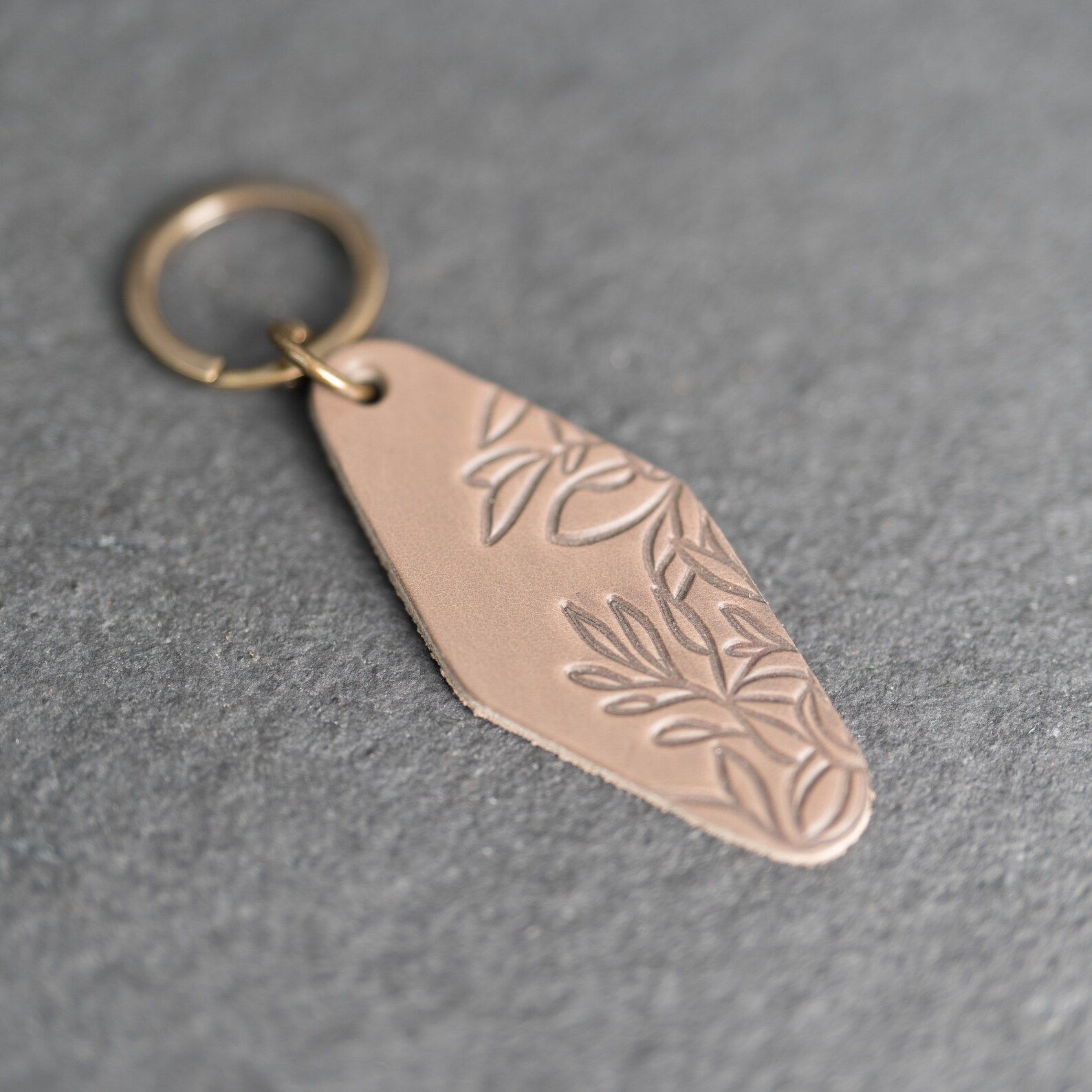Personalized Leather Keychain Motel Key Shape Key Ring Fob With Design ...