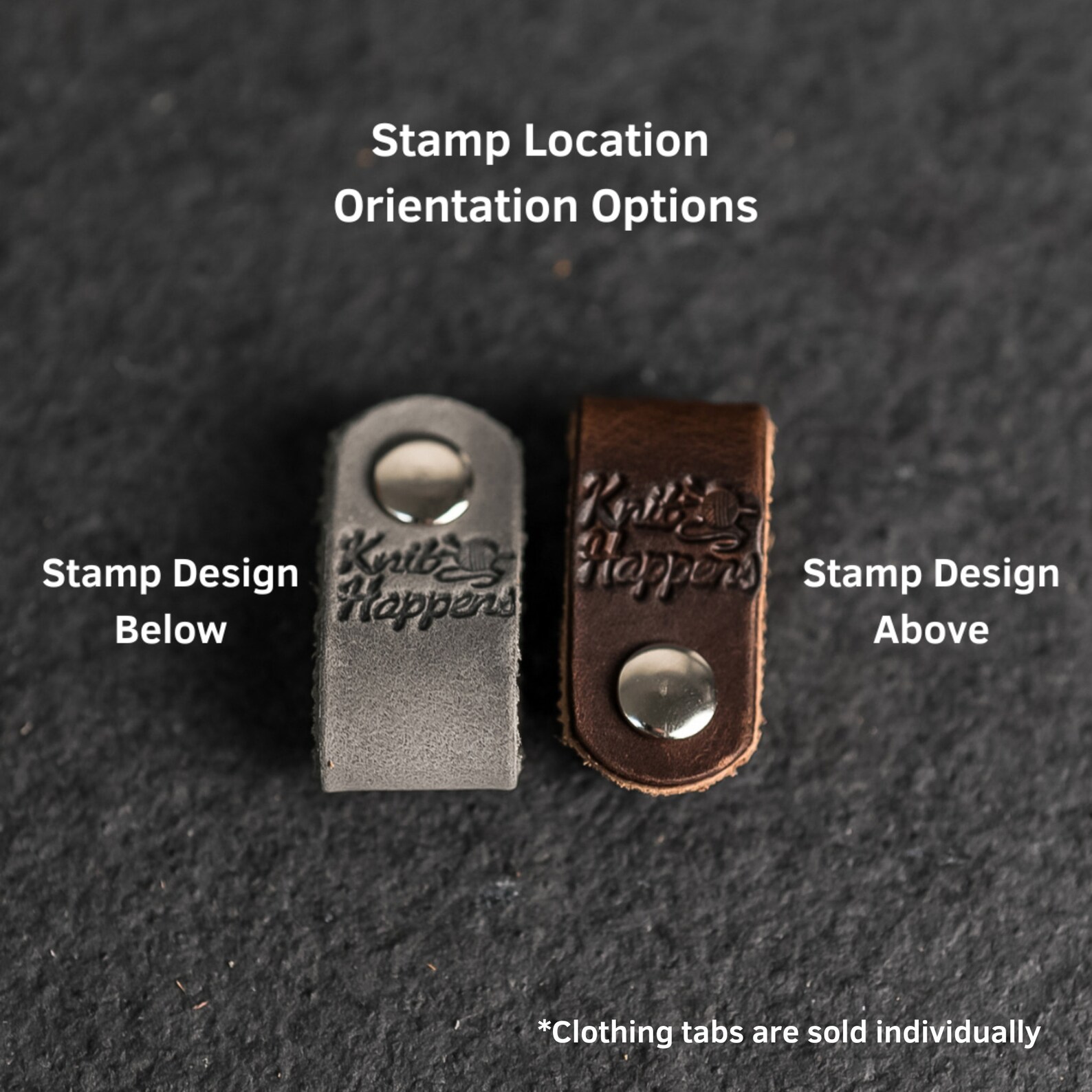 Knit Happens Leather Clothing Tabs With Chicago Screw | Knitting Gift ...