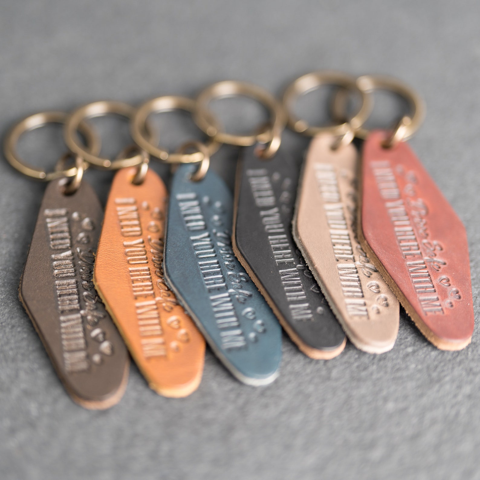 Personalized Leather Keychain Motel Key Shape Key Ring Fob With Design ...