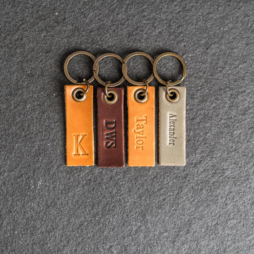 Personalized Premium Leather Keychain With Antique Brass Keyring ...