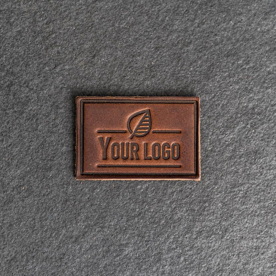 Your Logo Rectangle Leather Patch | Optional Hook and Loop Fastener | 3 ...