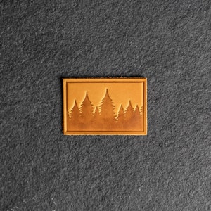 Pine Tree Leather Patch | Optional Hook and Loop Fastener | 3" X 2 ...