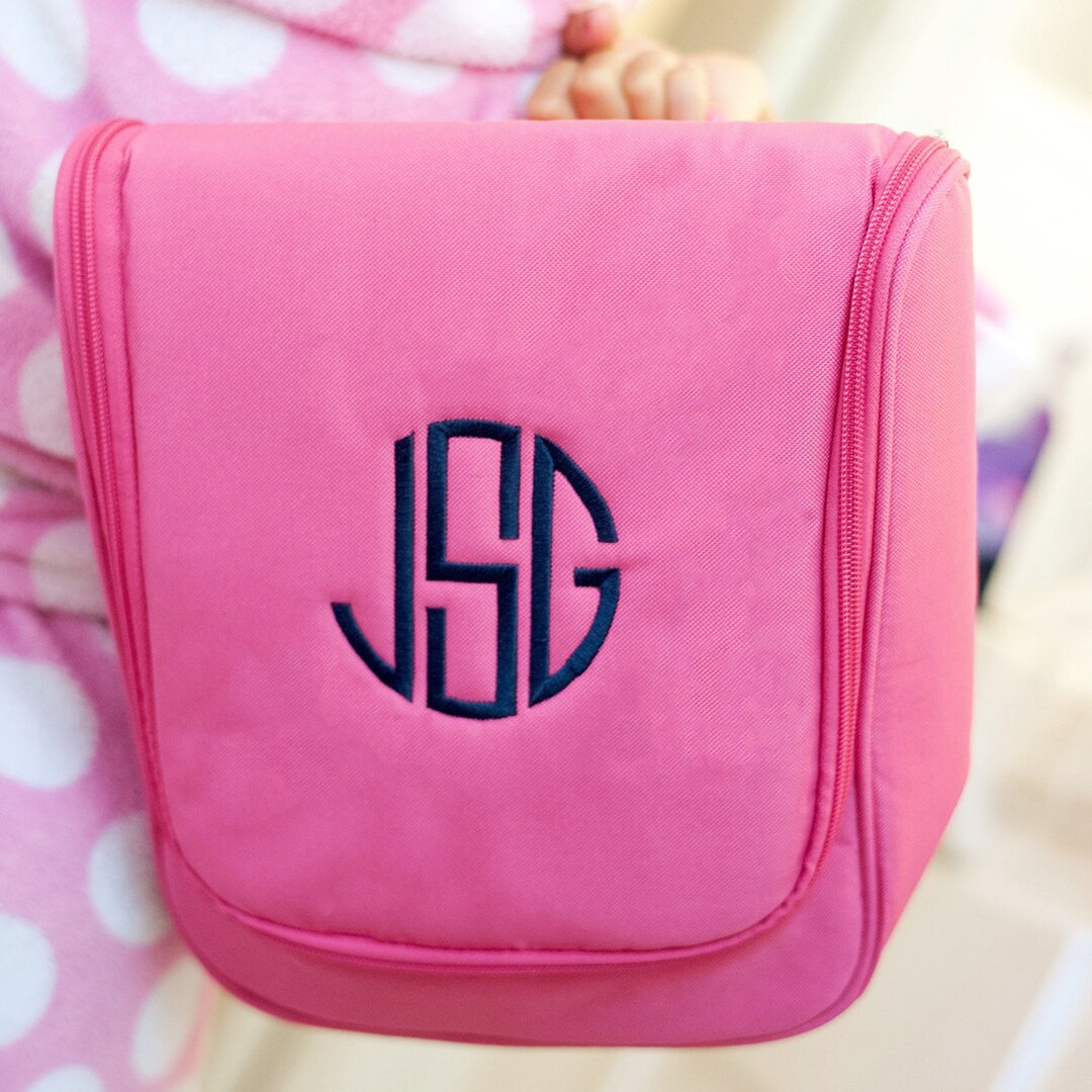 Hot Pink Hanging Travel Case. Monogrammed Travel Case. Personalized ...
