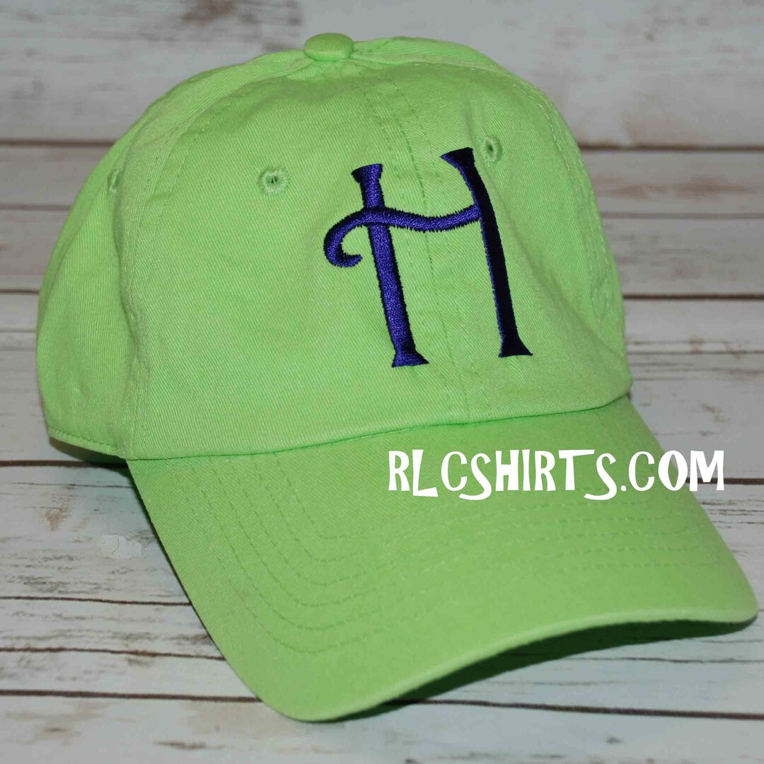 Lime Green Monogrammed Ball Cap. Monogram Hat. Lime Green Hat ...