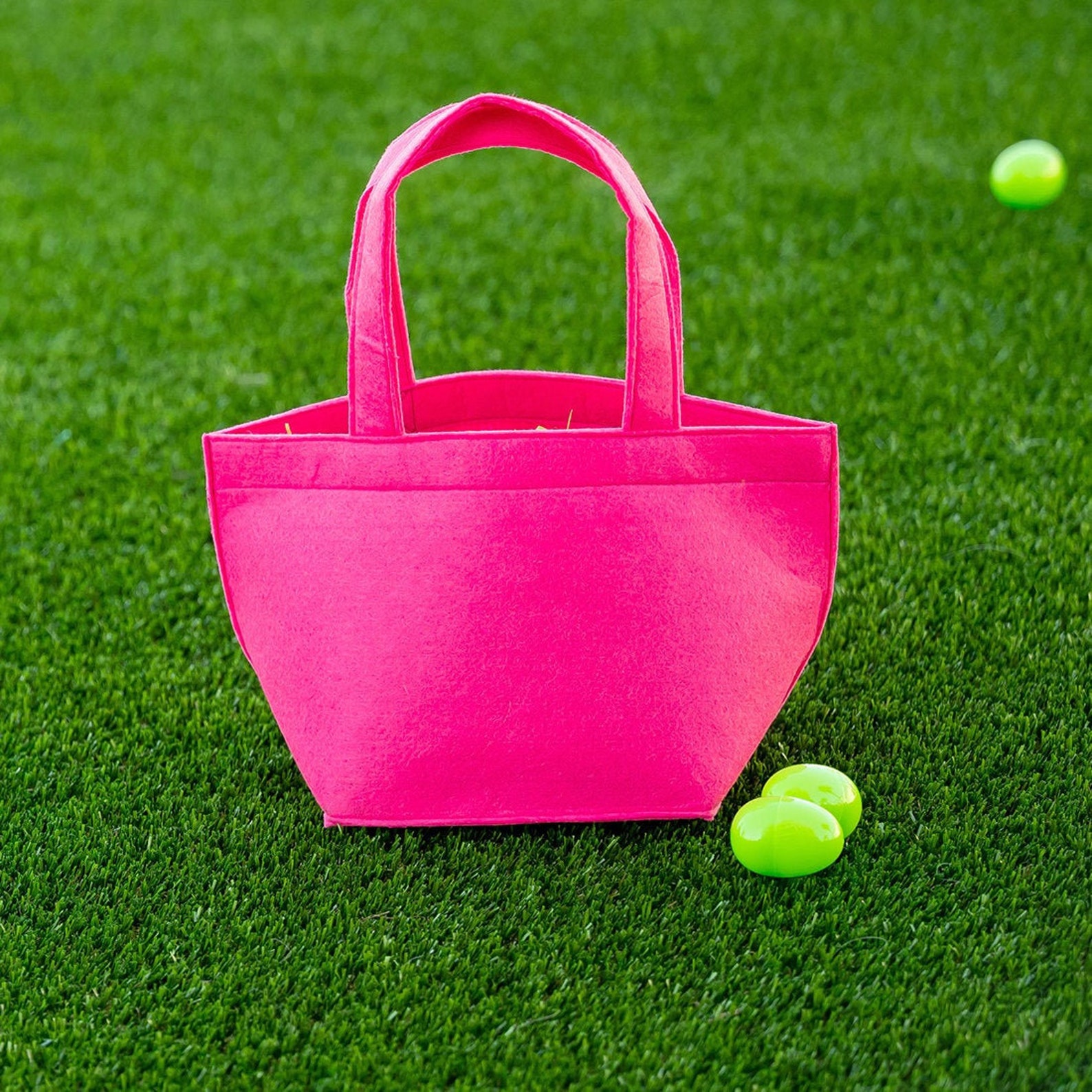 Hot Pink Felt Easter or Halloween Basket. Monogrammed Candy Basket ...