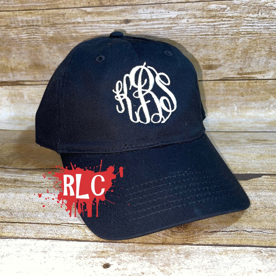 Black Monogrammed Hat. Monogrammed Hat. Personalized Hat. Black Hat ...