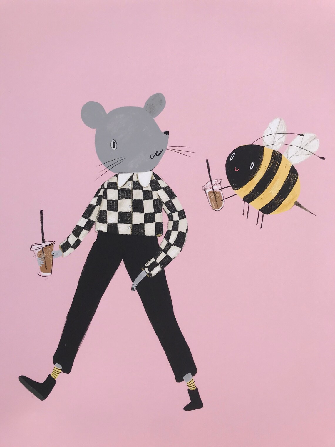 Bee&mouse Illustration Giclee Print 8inx10in - Etsy